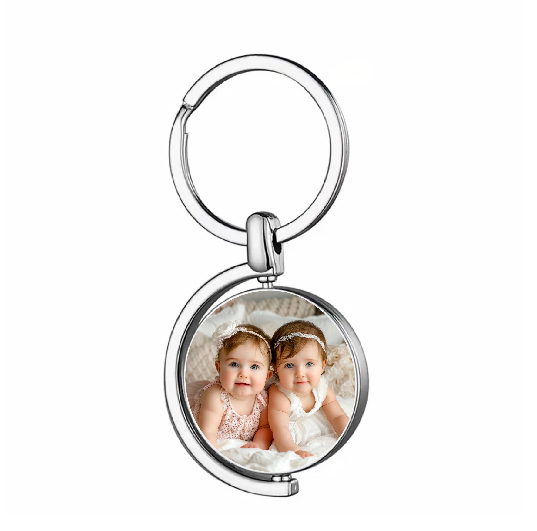 Custom Half-moon Rotating Photo Keychain – ZVLV Gifts